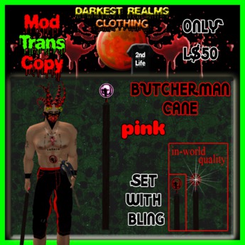 Second Life Marketplace - Butcherman Cane w.Bling - Pink (Boxed)