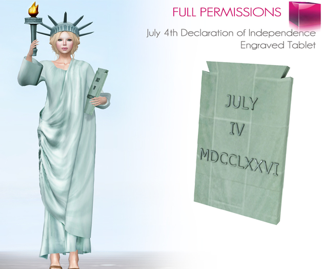 Second Life Marketplace - Full Perm MI Mesh Engraved Tablet of July 4th ...