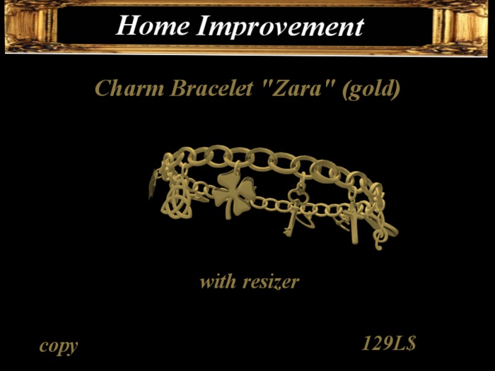 Second Life Marketplace - Charm Bracelet "Zara" (gold) Box