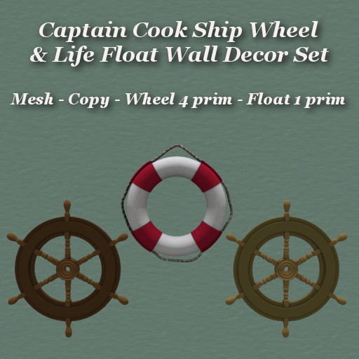 Second Life Marketplace - Captain Cook Ship Wheel & Life Float Wall ...