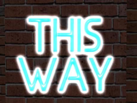 Second Life Marketplace - Blue Neon Shop Sign - THIS WAY