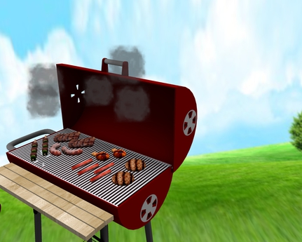 Second Life Marketplace - Mesh Grill animated with picnic table