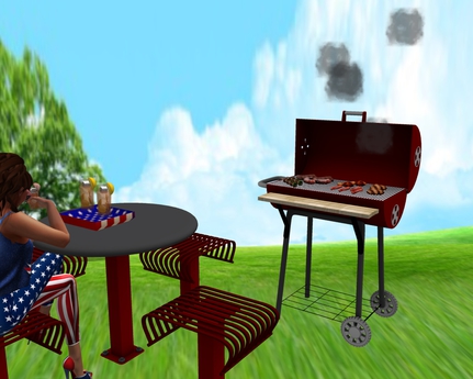 Second Life Marketplace - Mesh Grill animated with picnic table