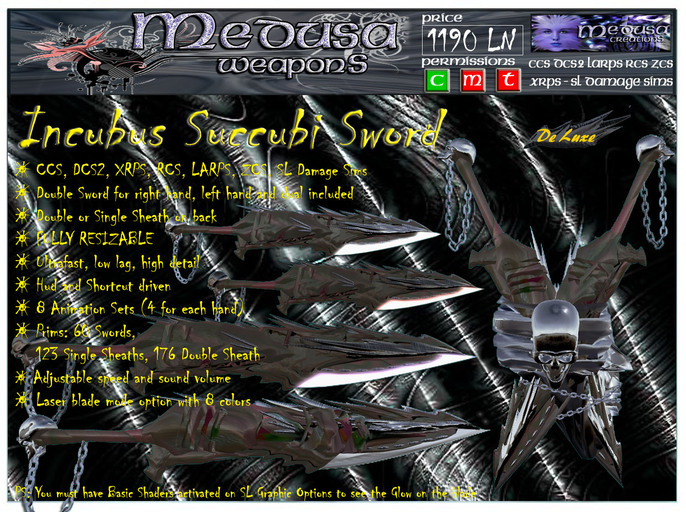 Second Life Marketplace - ~ Medusa Weapons ~ Incubus Succubi Sword (Boxed)