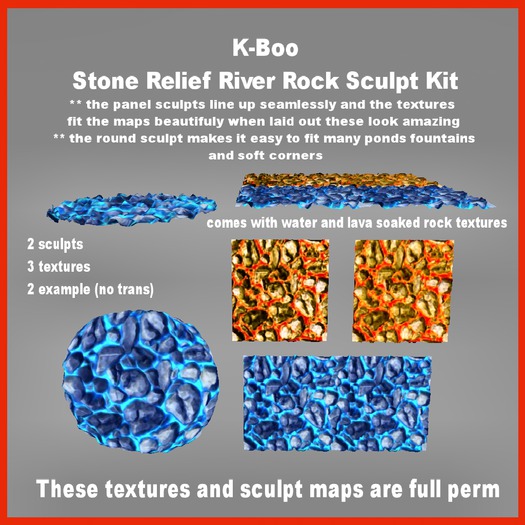 Second Life Marketplace - k-boo stone relief river rock sculpt kit