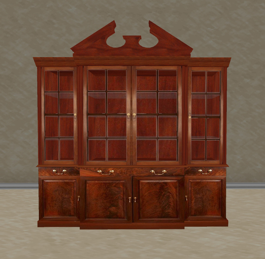 Second Life Marketplace - China Cabinet: Mahogany/Pecan Burl (Partial Mesh)