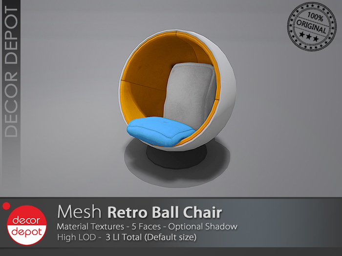Second Life Marketplace - [DD] - FULL PERM Retro Ball Chair