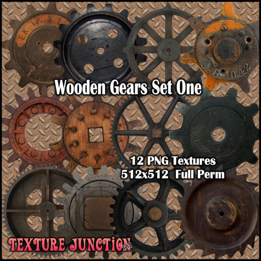 Second Life Marketplace - ~TJ~ Wooden Steampunk Gear Textures Set One