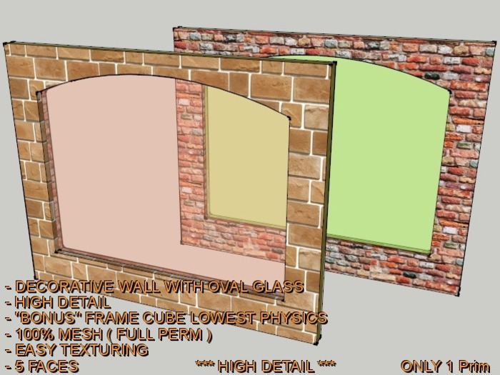 Second Life Marketplace - Decorative Wall With Oval Glass,On Glass Two ...