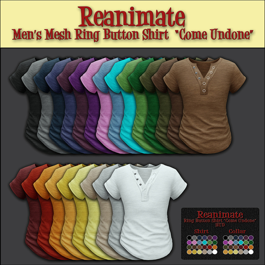 Second Life Marketplace - *Reanimate* Men's Mesh Ring Button Shirt ...
