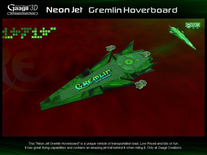 Second Life Marketplace - Gaagii - Neon Jet - Gremlin Hoverboard
