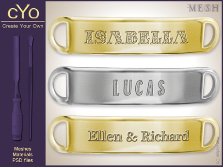 Second Life Marketplace - cYo ID Tag / Name Tag Bracelet , meshes ...