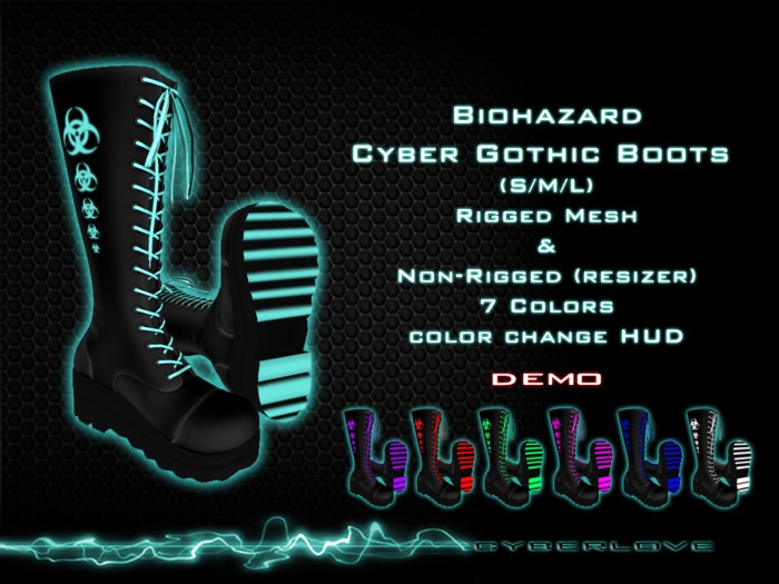 Second Life Marketplace - DEMO Biohazard Cyber Boots - Rigged Mesh