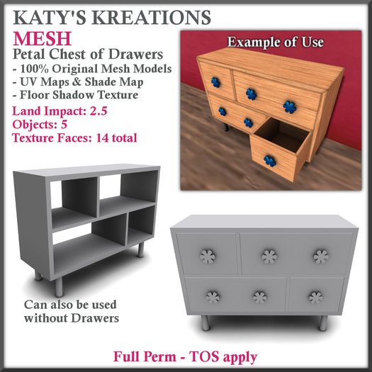 Second Life Marketplace - **LIMITED PROMO" FP MESH Chest of Drawers ...