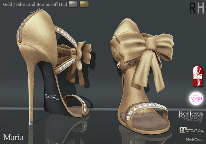 Second Life Marketplace - !Rebel Hope - Maria Mesh Heels Gold