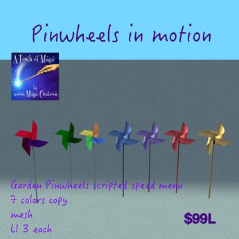 Second Life Marketplace - Garden Pinwheels with turning motion menu (box)