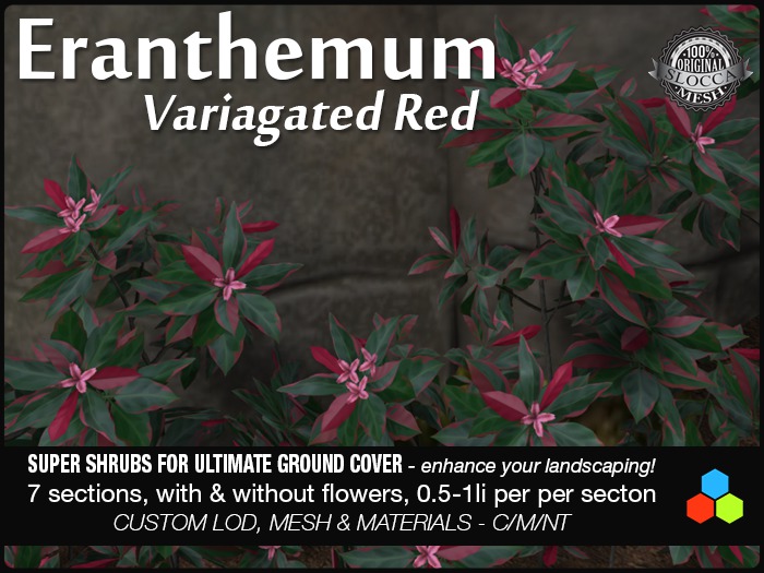 Second Life Marketplace - Eranthemum Variageted Bushes Red- Mesh ...