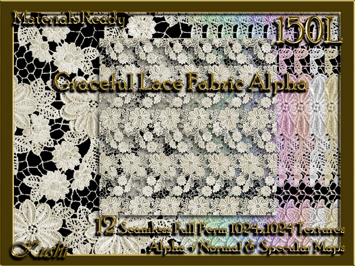 Second Life Marketplace - Graceful Lace ALPHA Fabric Seamless Textures ...