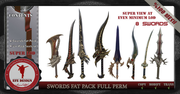 Second Life Marketplace - Swords Fat Pack Full Permission EFE DESIGN ...