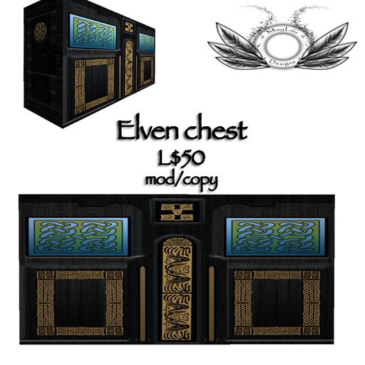 Second Life Marketplace - Elven chest - gold & turquoise inlaid chest
