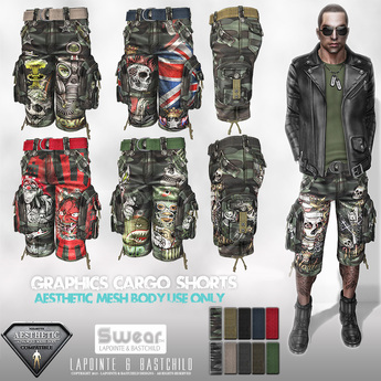 Second Life Marketplace - Cargo Shorts Graphics Edition Aesthetic