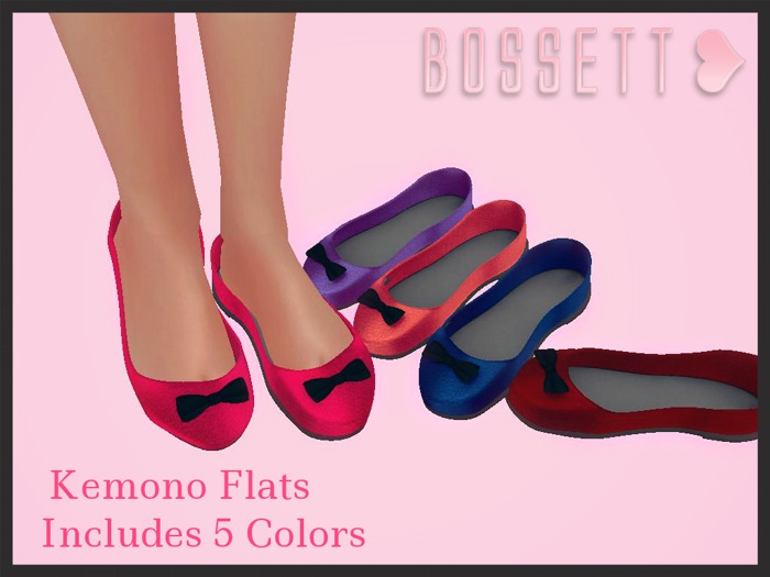 Second Life Marketplace - {Bossett} Kemono Flats - 5 Color Pack