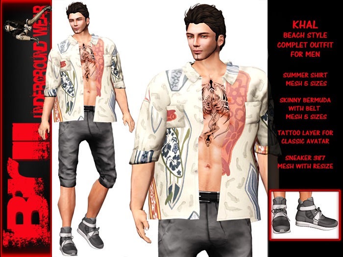 Second Life Marketplace - **KHAL BEACH STYLE COMPLET OUTFIT FOR MEN