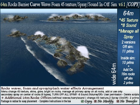 Second Life Marketplace - 64m Rocks In/Off sim - Sea waves foam water ...