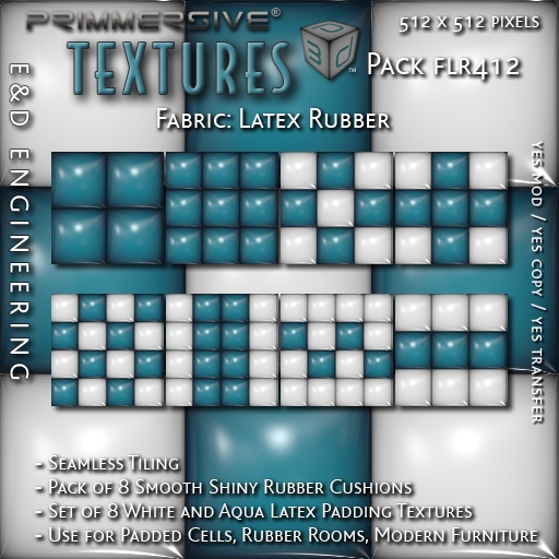 Second Life Marketplace - [FLR412] 8 Aqua Blue Latex and White Latex ...
