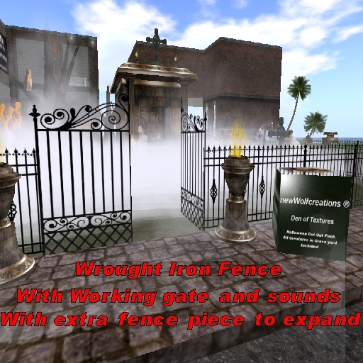 Second Life Marketplace - Wrought Iron Fence W/Gates and Sounds