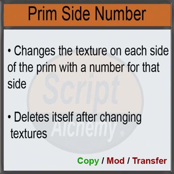 Second Life Marketplace - Script Alchemy - Prim Side Number Script (Boxed)