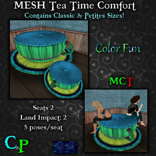 Second Life Marketplace - ~tc~ CP Mesh Tea Time Comfort - Color Fun