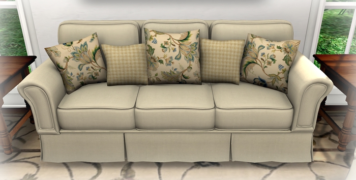 Second Life Marketplace - Cream Linen Roll Arm Sofa 4