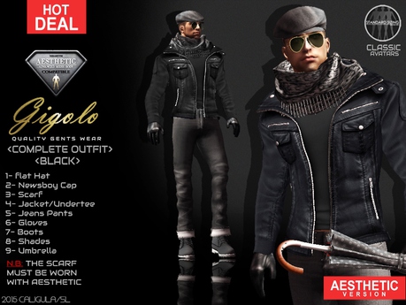 Second Life Marketplace - CA AESTHETIC GIGOLO OUTFIT BLACK