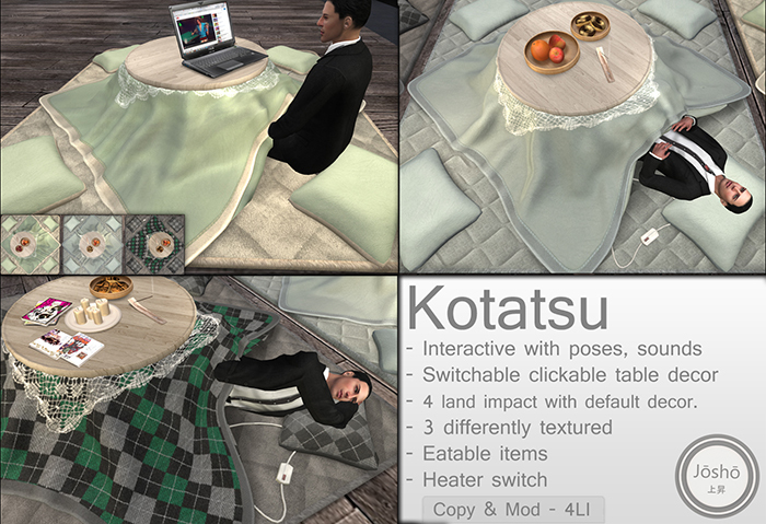 Second Life Marketplace - Josho - 3 Pack Green - Kotatsu