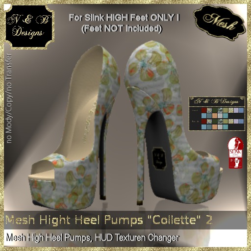Second Life Marketplace - *N & B Design* Mesh Hight Heel Pumps "Collette" 2
