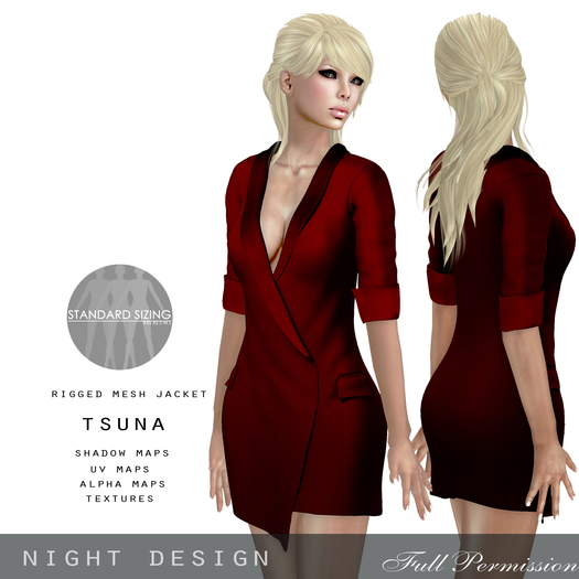 Second Life Marketplace - night's full perm rigged mesh jacket " Tsuna"
