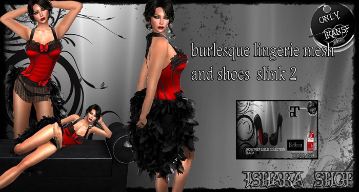 Second Life Marketplace Burlesque Lingerie Mesh And Shoes Slink 2
