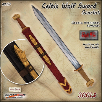 Second Life Marketplace - [Ginger Line] Celtic Wolf Sword Scarlet - SF1