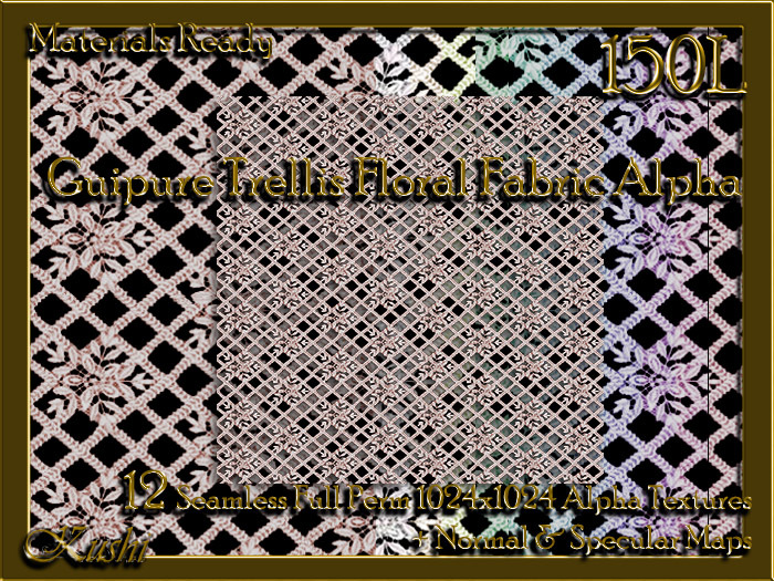 Second Life Marketplace - Guipure Trellis Floral Lace ALPHA Fabric ...
