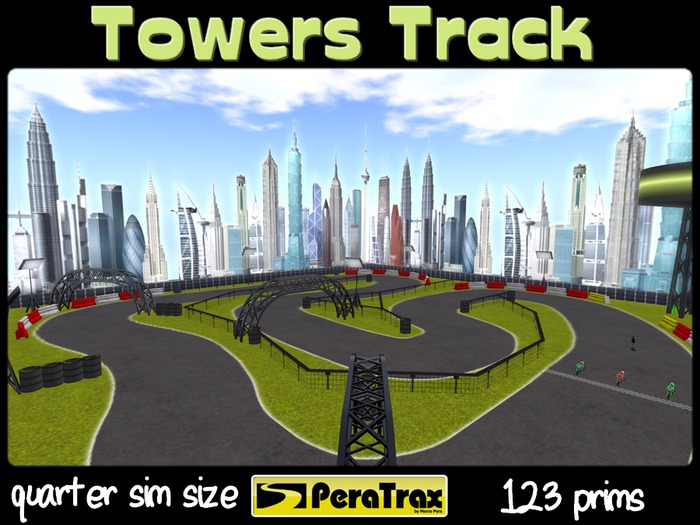 Second Life Marketplace - 1/4 SIM Skybox Raceway "Towers" - QUARTER SIM ...