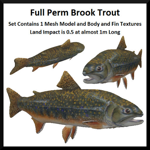 Second Life Marketplace - Full Perm Brook Trout Mesh Model Set