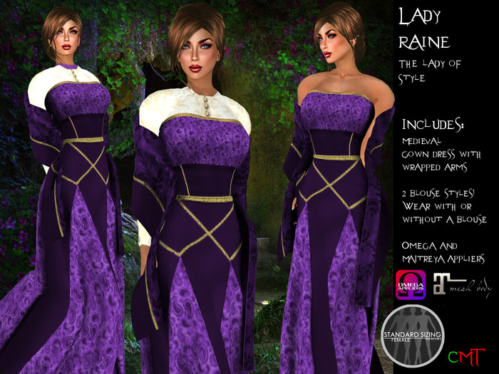 Second Life Marketplace - .:: VH ::. Lady Raine Mesh Medieval Dress ...