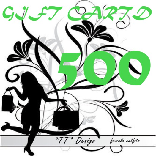 Second Life Marketplace - *TT* GIFT CARD 500L$