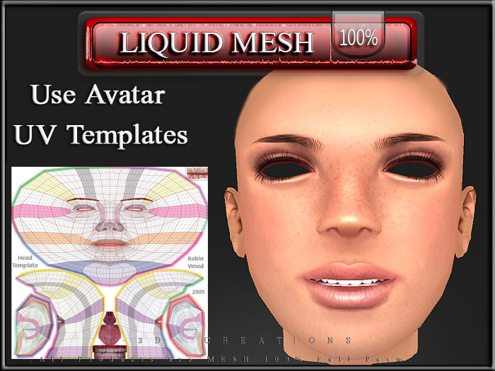 Second Life Marketplace - T-3D Creations [ LQ Mesh - HEAD 005 ] LIQUID ...