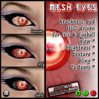 Second Life Marketplace - 0o Morph Mesh Eyes ARACHNESS + HUD (4x SET ...