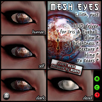 Second Life Marketplace - 0o Morph Mesh Eyes LILITH + HUD (3 colors in ...