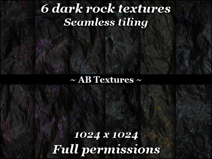 Second Life Marketplace - 6 dark rock textures 1024x1024 Seamless ...