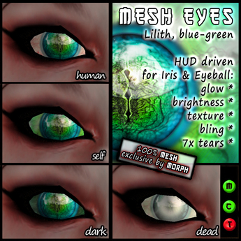 Second Life Marketplace - 0o Morph Mesh Eyes LILITH + HUD (3 colors in ...