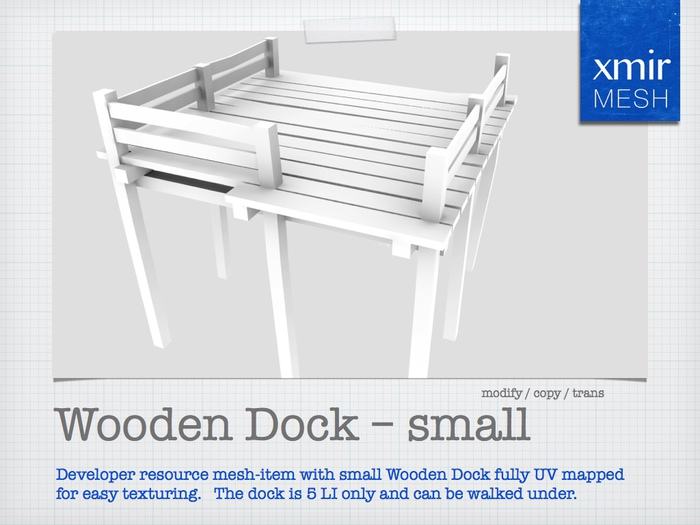Second Life Marketplace - Wooden Small Dock - full perm - xmir Mesh